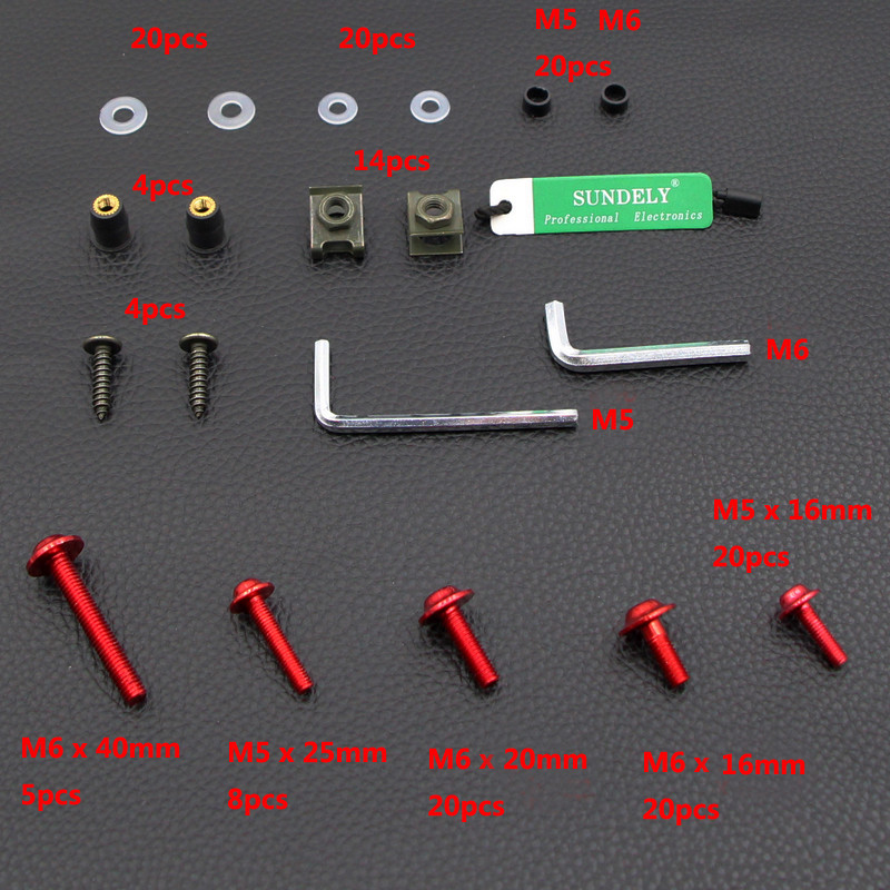 177x Red Fairing Bolts Kit Fastener Clips Screws For Honda Suzuki ...