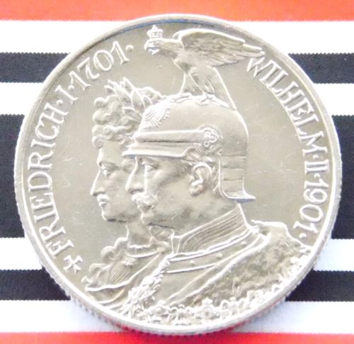 GERMAN 2 MARK 1901 A PRUSSIA Bicentennial WILHELM II. EMPIRE Silver ...