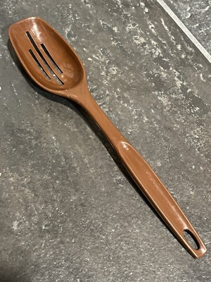 Vtg Foley Kitchen Utensil Brown Plastic Slotted Serving Spoon Kitchen ...