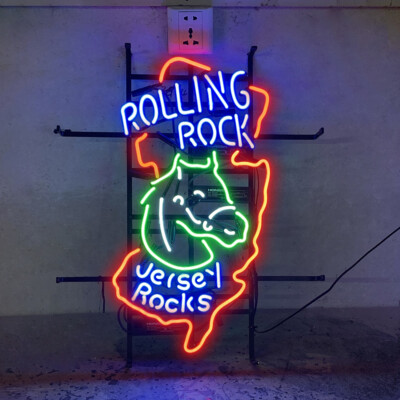Rolling Rock Jersey Rocks Neon Sign Bier Bar Wand Dekor Leuchtreklame ...