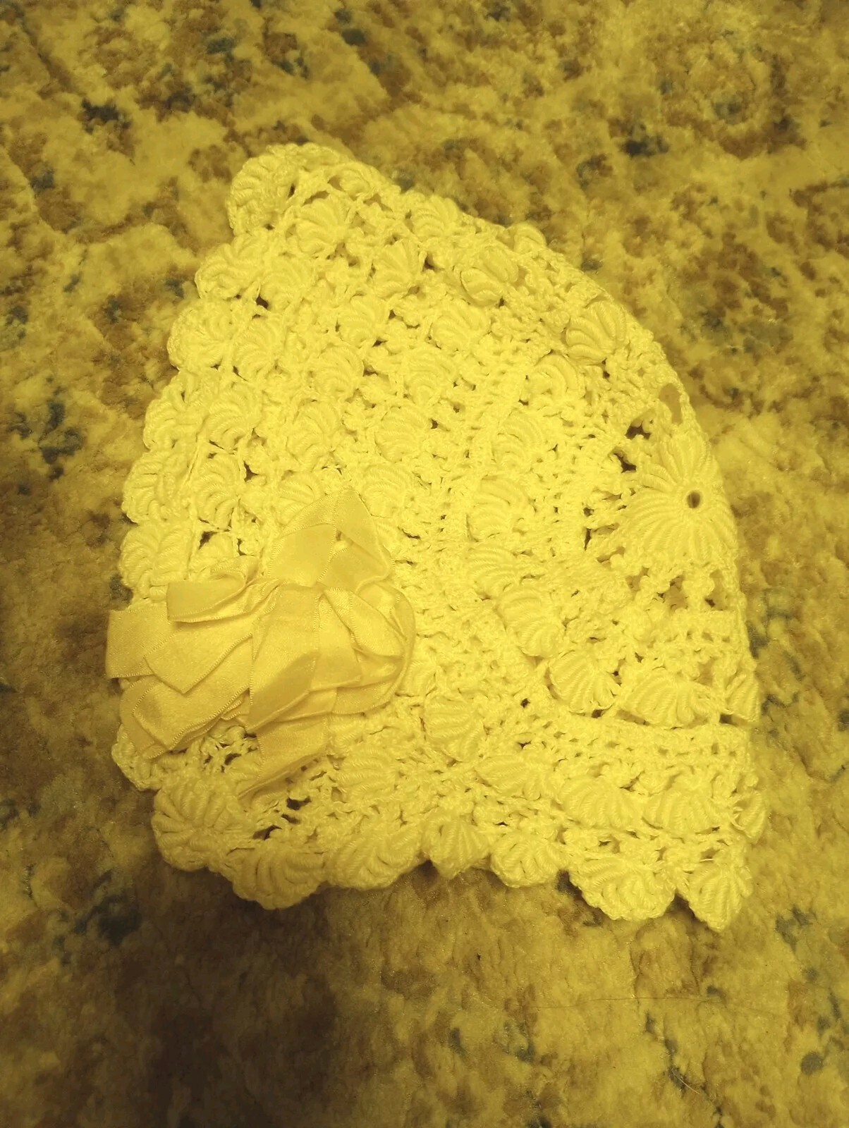 Antique Baby Bonnet ... Rare ... Bullion Stitching Pa… - Gem