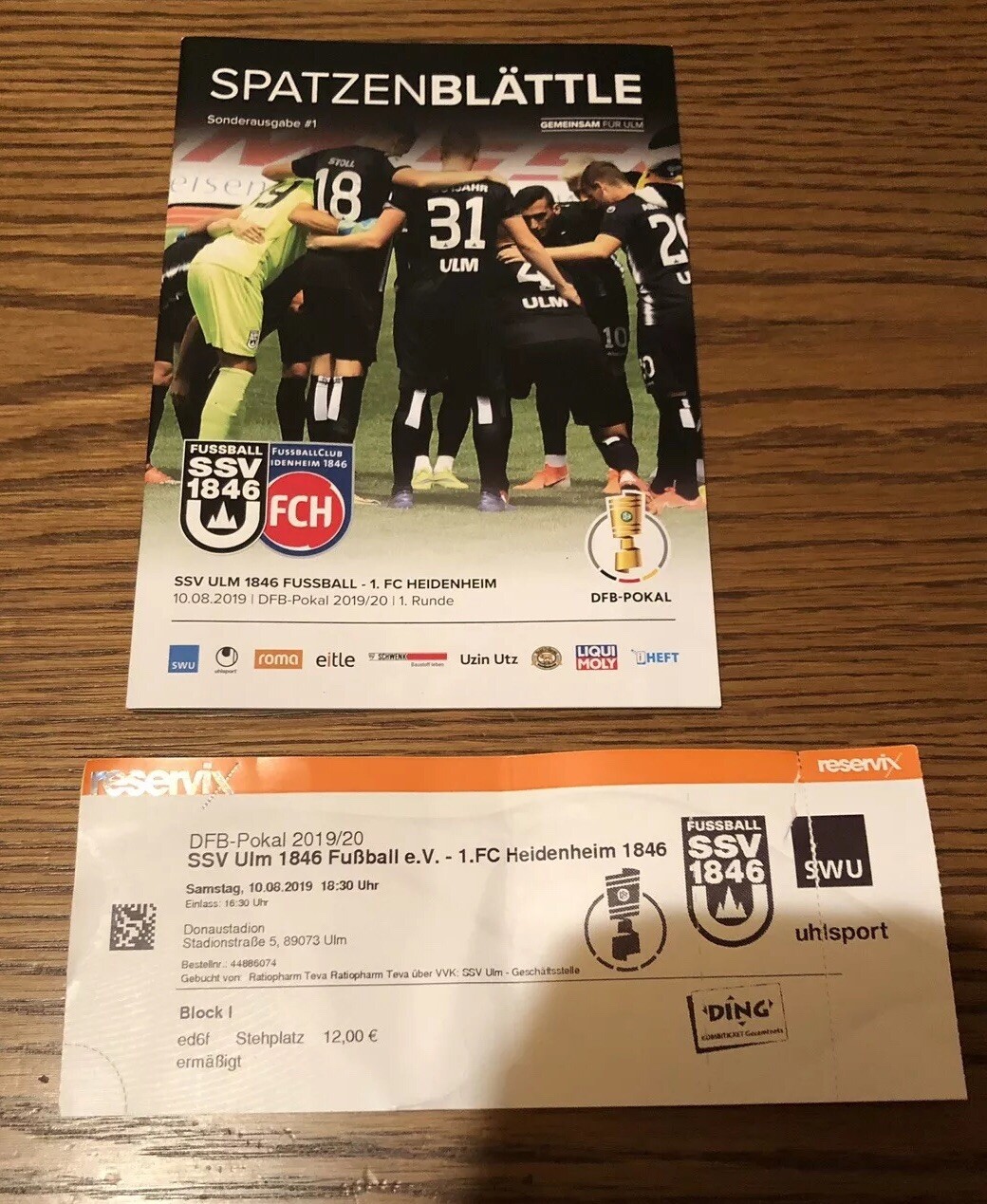Sammler Ticket + Programm SSV Ulm 1846 Fussball - 1. FC Heidenheim DFB ...