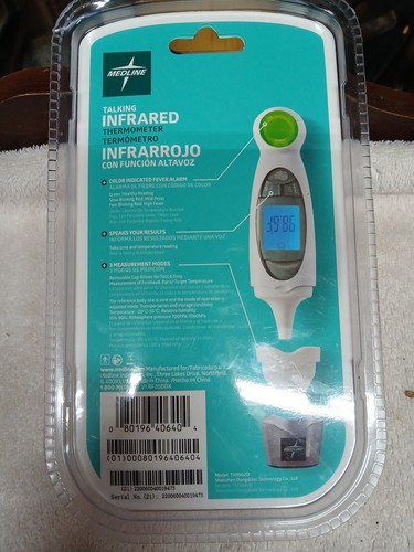 Medline Talking Infrared Thermometer 1-Second Measurement Fever Alarm ...