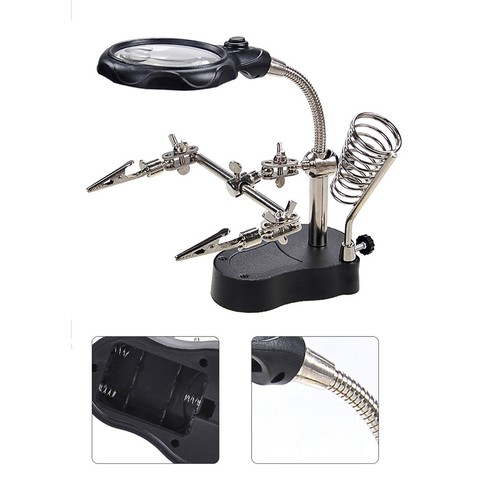 Magnifying Glass Soldering Station LED Lamp Magnifier Acrylic Lens With ...