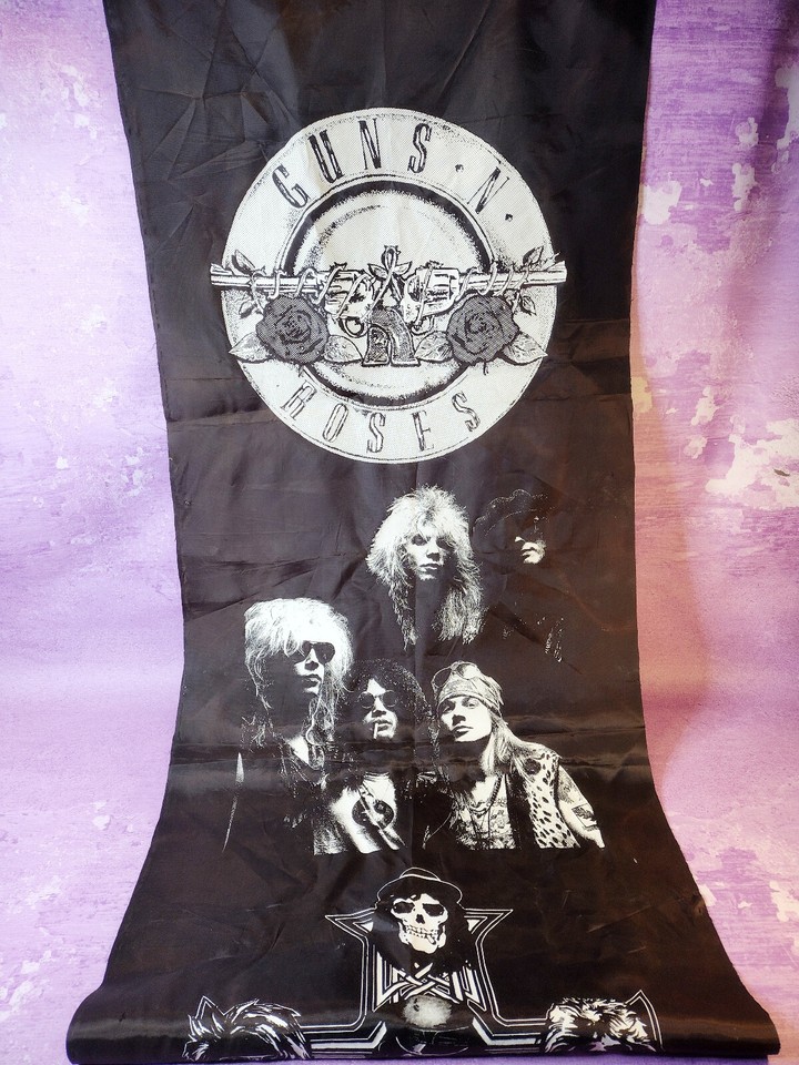 Guns N Roses Banner Tapestry 1988 Vintage Cross Skulls Logo Black Large ...