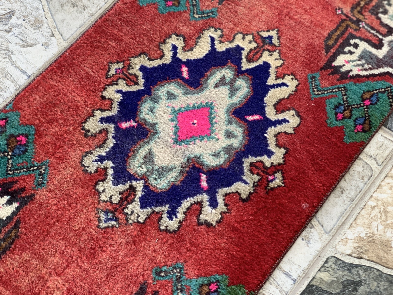 Vintage Rug, Turkish Oushak Handmade Wool Geometric Oriental Farmhouse ...