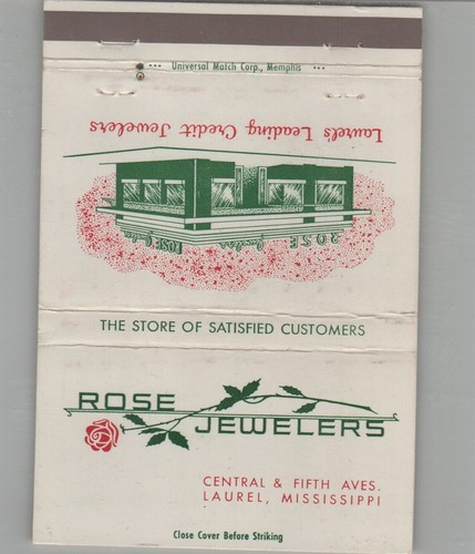 Matchbook Cover Rose Jewelers Laurel MS | eBay