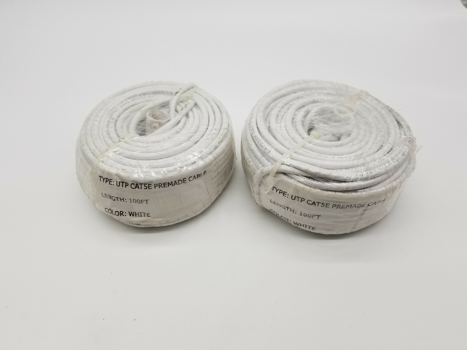 Lot of 2 100FT UTP CAT5E Cable 24AWG/4PRS Solid Patch Cord CMR Verified ...