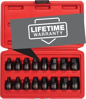 Sunex 3/8" Drive Impact Hex Driver Set 16-Piece SAE Metric Cr-Mo Steel ...