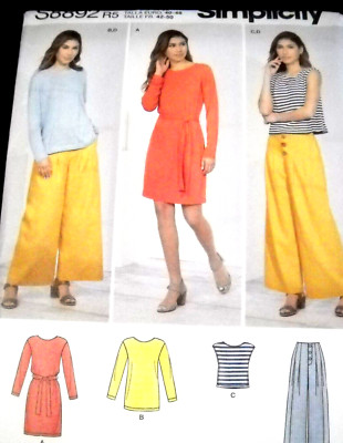 Knit Dress Top Tunic Cropped Pants Misses 14-22 Simplicity 8892 Sewing ...