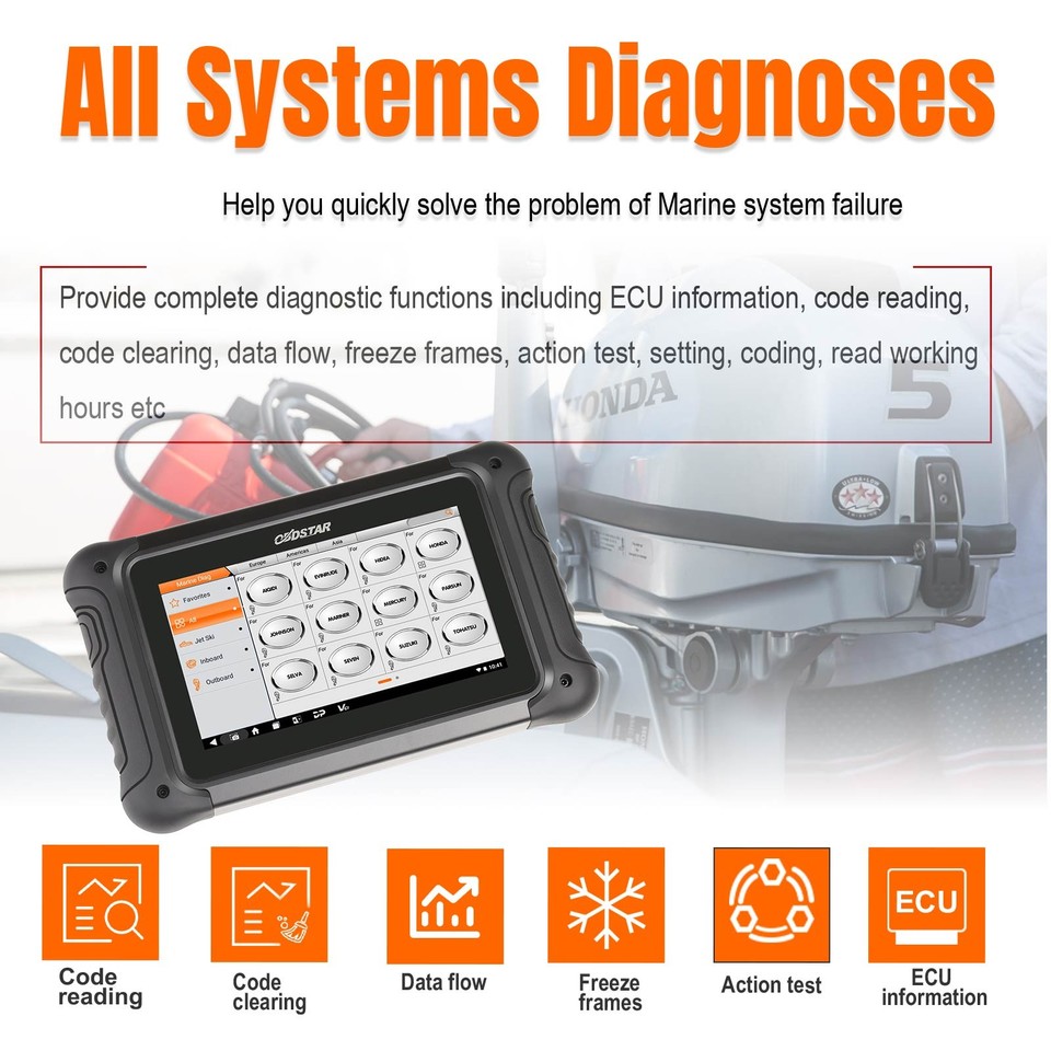 OBDSTAR D700 B Outboard Marine Diagnostic Scanner DLC For HONDA,YAMAHA ...