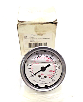 PRESSURE GAUGE 4CFP8 2" DIAL 0-2000 PSI 0-14000 KPA FLUID FILLED | eBay