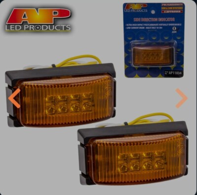 2x LED Side Marker Amber Trailer Clearance Indicator Light Lamp 12/24V ...