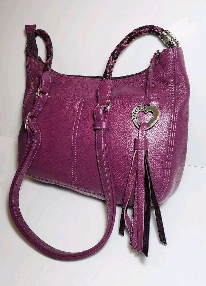 BRIGHTON BABY BARBADOS GUAVABERRY ZIPTOP LEATHER CROSSBODY SHOULDERBAG ...