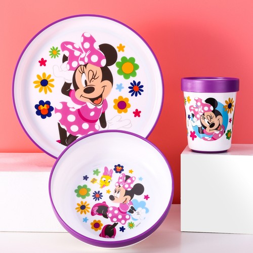 Disney Minnie Mouse 2pcs Pink Kids Dinner Breakfast Set Plate & Bowl ...