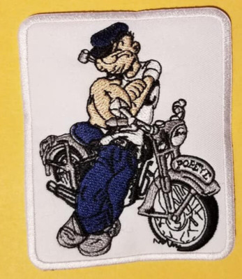 Popeye Motorcycle Embroidered Biker Patch Worldwide ship approx 2.75x3 ...