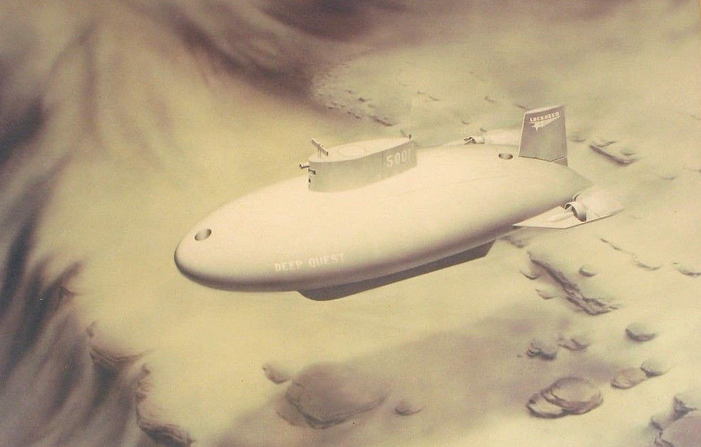 ANTIQUE LOCKHEED MARTIN DEEP QUEST SUBMARINE RENDERING ART PRINT RARE ...