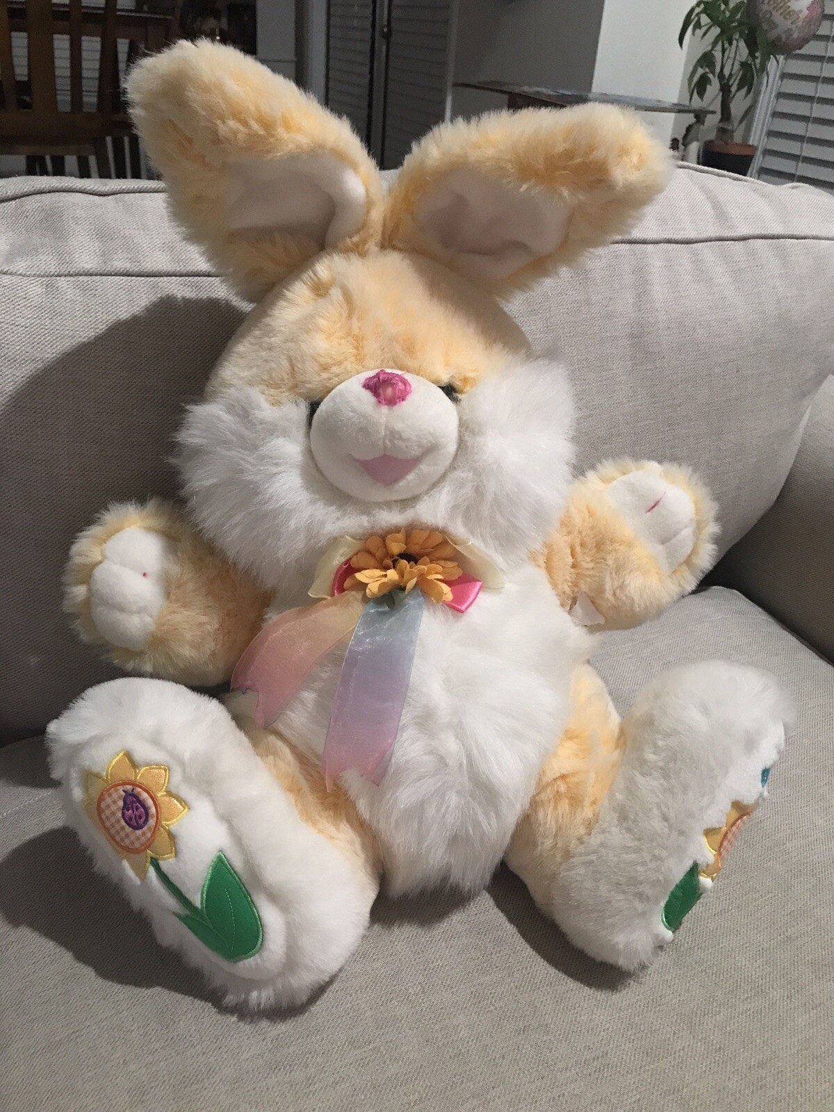 Dan Dee HOPPY HOPSTER Large Plush Easter Bunny Rabbit Peach White ...