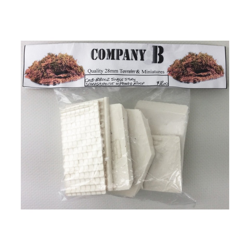 Company B Resin Terrain 28mm Single Story Spanish House w/Peaked Roof ...