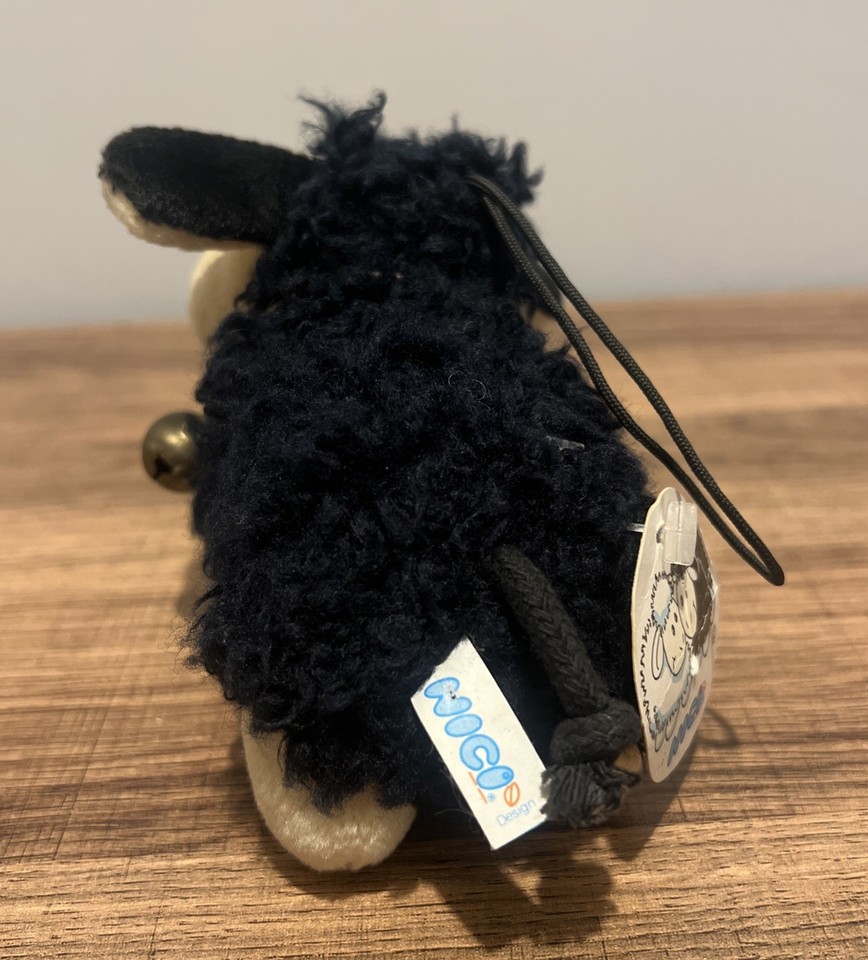 NICI GERMANY SMALL BLACK SHEEP PLUSH SOFT TOY WITH HANGING LOOP & BELL ...