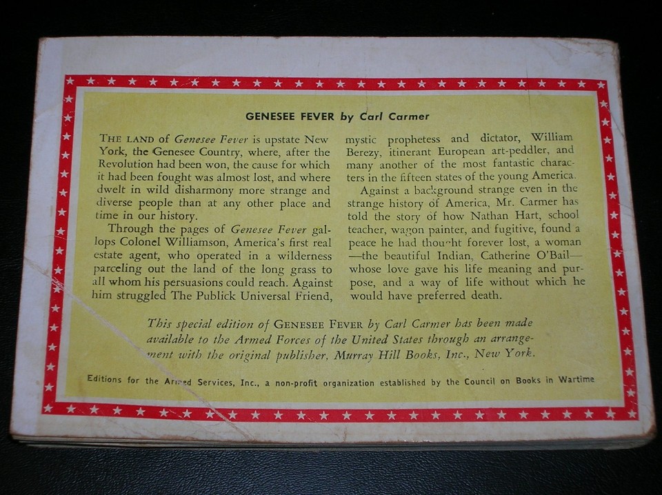 Armed Services Edition Book "GENESEE FEVER" (1941) By Carl Carmer | eBay