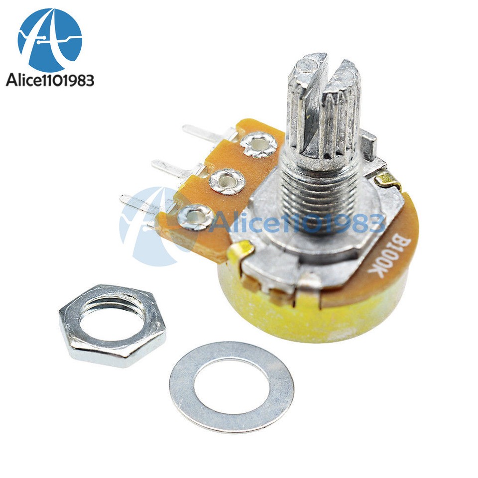 10PCS 100K ohm Linear Taper Rotary Potentiometer Panel pot B100K 15mm ...