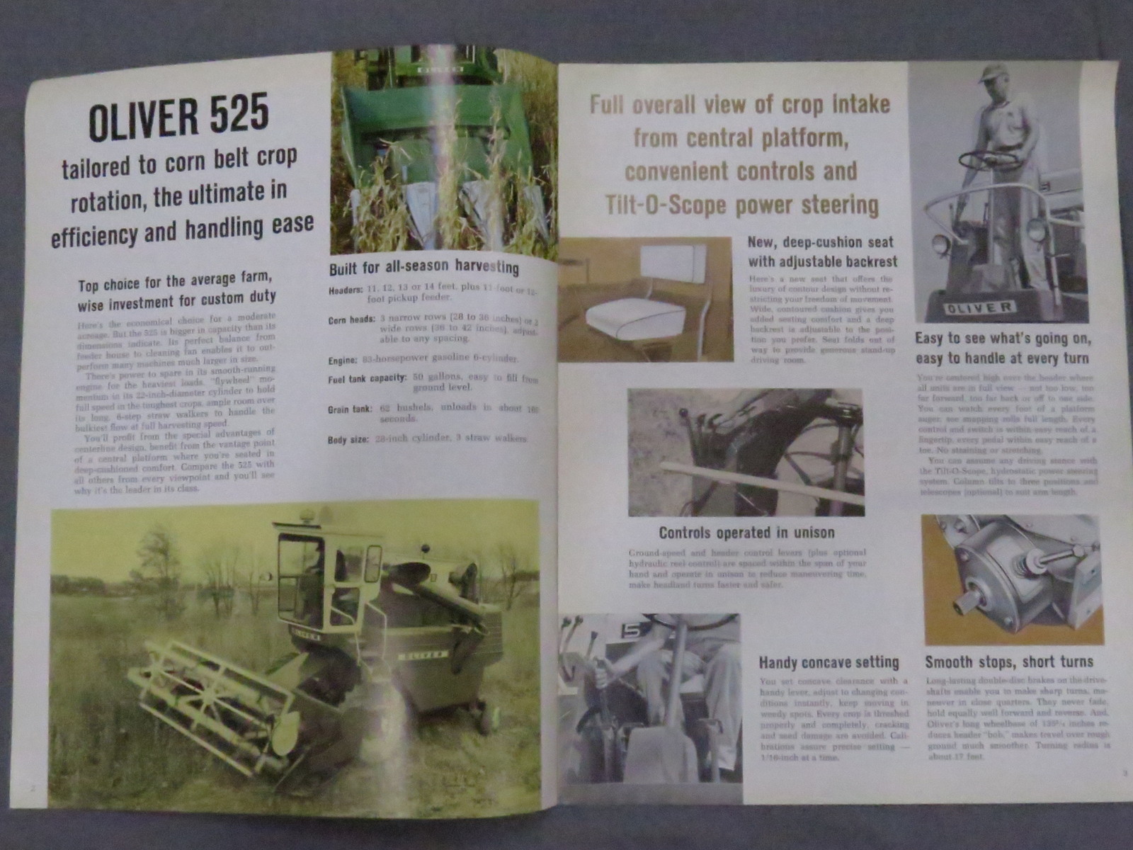 original 1967 Oliver 525 Combine sales Brochure Catalog | eBay