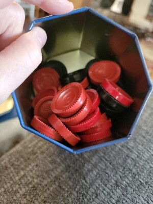 Lot Of 38 Checkers Red And Black For Crafts or Replacement Of Broken ...