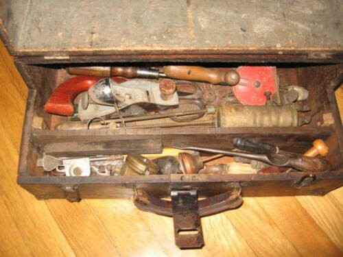 ANTIQUE TOOL SET COLLECTION & WOOD TOOL CHEST WOW! LOTS OF TOOLS ! | eBay