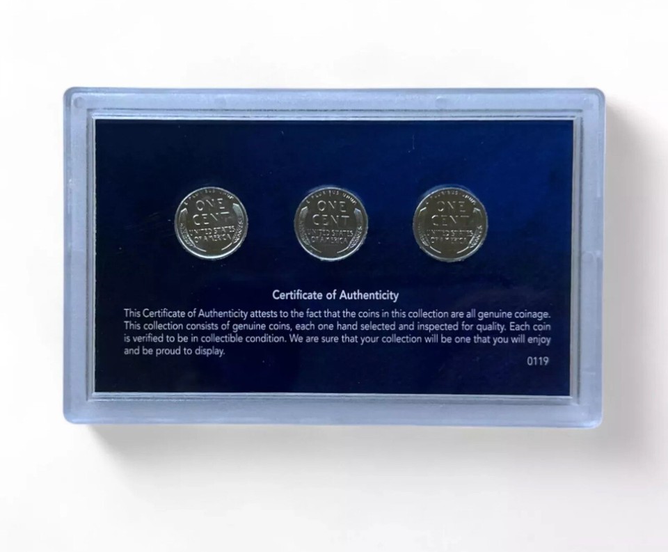 Complete 1943 Steel Penny Mint Mark Collection 3 pc Collectible Coin ...