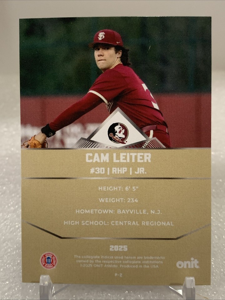 2025 Onit Florida State - SILVER HOLO Parallel #P-2 Cam Leiter | eBay