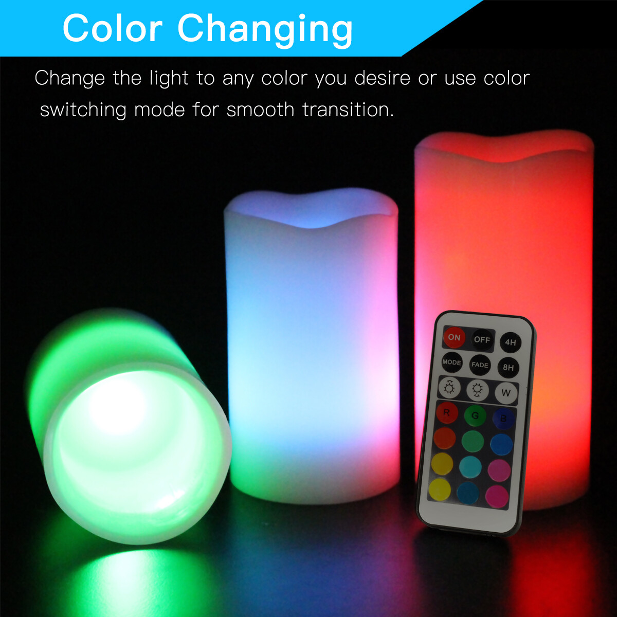 Set of 3 Flameless LED Candles Flickering LED Pillars Candles Light ...