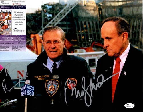 Rudy Giuliani + Donald Rumsfeld Dual Signed 11x14 Photo w/ JSA COA ...