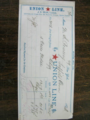 US Document 1873 Freight Receipt Union Star Line | eBay