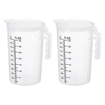 2 Pack Graduated Beaker 1000ml PP Plastic Cup Double Sided Black ...