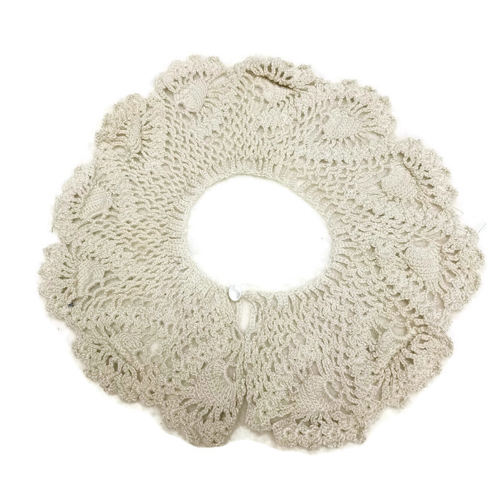 Vintage Collar Hand Crocheted Tan Thread Tiny Oval Pearl Button | eBay