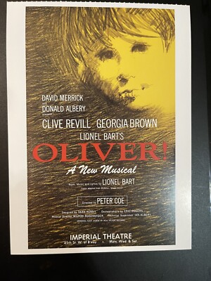 POSTCARD NEW YORK BROADWAY PLAY POSTER- “OLIVER” WITH CLIVE REVILL ...