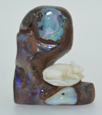 Black Boulder Opal & Australian Opal Carved Mouse Netsuke Figure | eBay