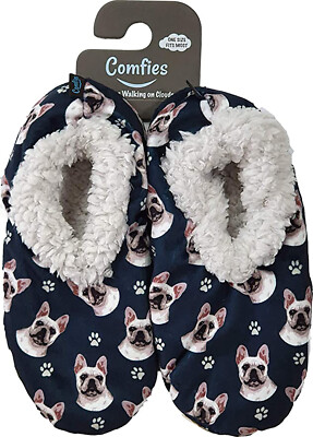 Comfies Womens French Bulldog Dog Slippers - Sherpa Lined Animal Print ...