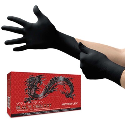 *100-Gloves* Microflex Black Dragon PF Examination Latex X-Large BD ...