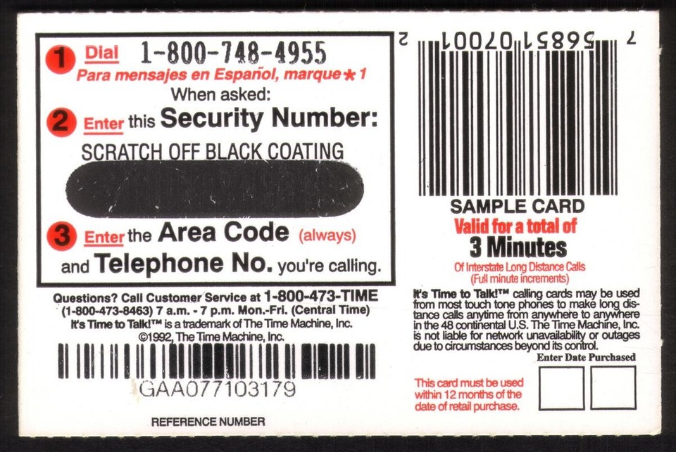 'It's Time To Talk'. 3m Sample (1992 Paper & Scratch-off) '...Prizes ...