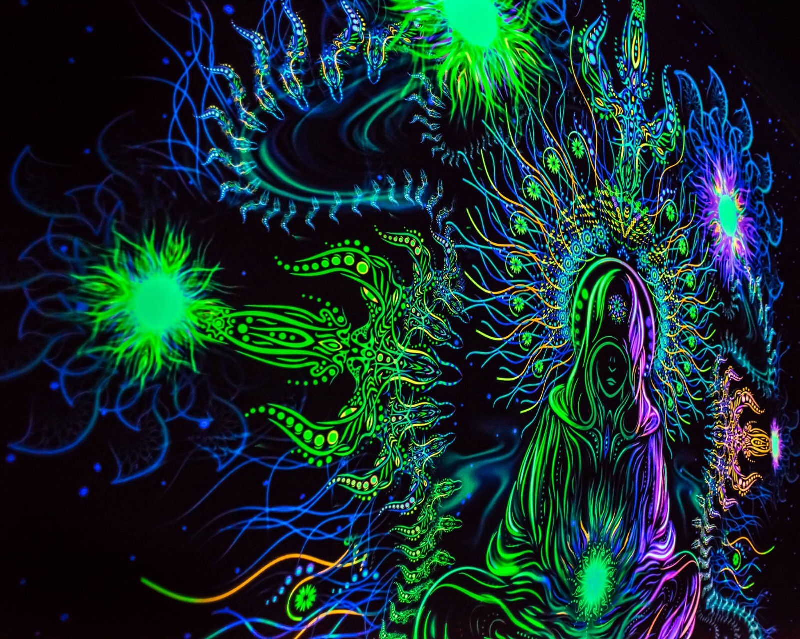 UV Backdrop Black Light Tapestry Psychedelic Art Banner Fluoro Psy Wall ...