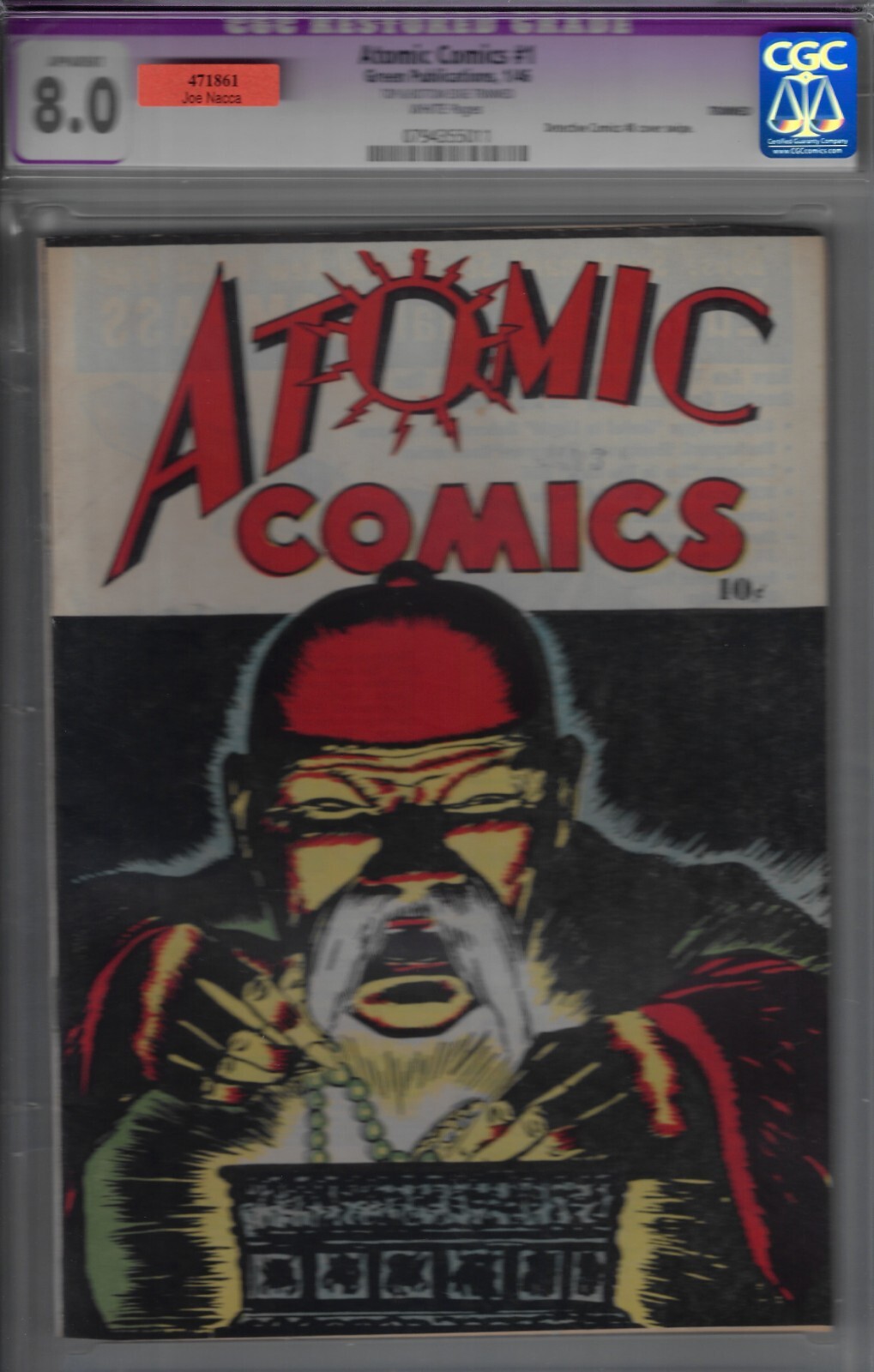 ATOMIC COMICS #1- CGC 8.0 (TRIMMED) 1946 DETECTIVE COMICS #8 CVR SWIPE ...