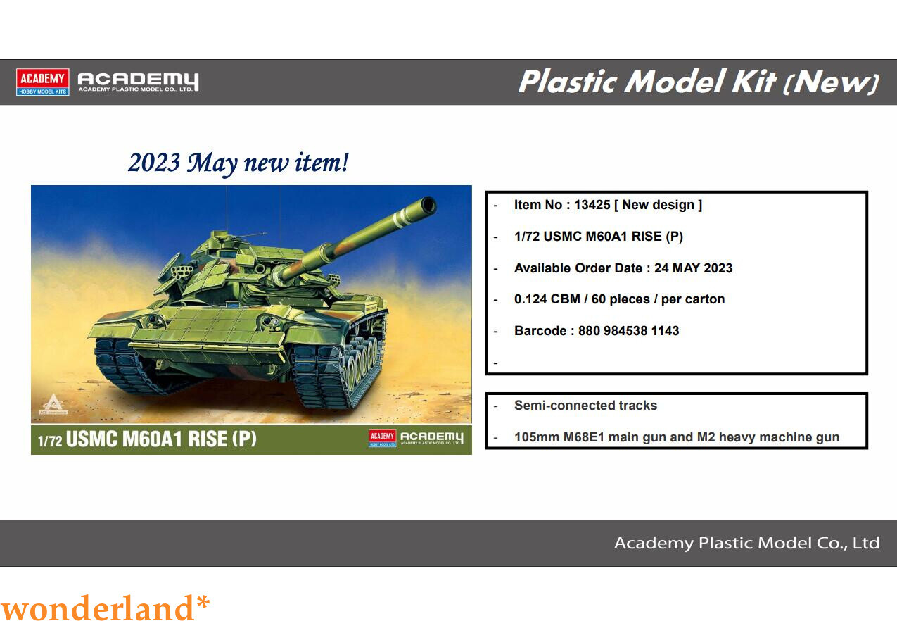Academy 13425 1/72 Scale USMC M60A1 RISE (P) Plastic Model Kit | eBay