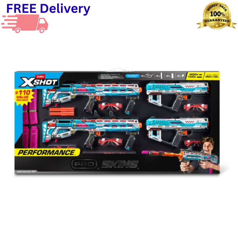 ZURU X-Shot PRO Fury-X Longshot Blaster 4-Pack 300 Darts Combo Kit NEW ...