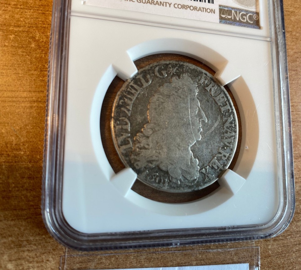 1691 FRANCE King LOUIS XIV Crown Antique Genuine French 1/2 Ecu Coin ...