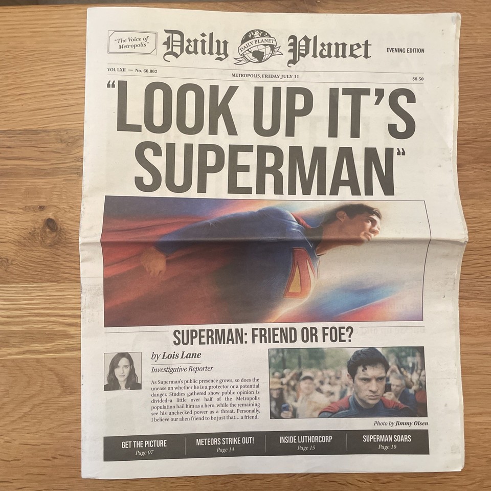NEW Genuine Daily Planet SUPERMAN 2025 Promo Prop Newspaper - Rare ...
