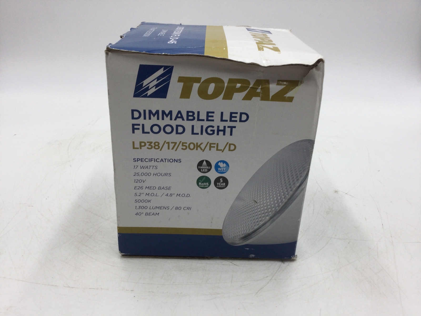 Topaz LED Dimmable Flood Light Lp38/17/50k/fl/d 17w 1300 Lumens 50k for ...