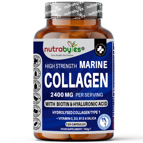 High Strength Marine Collagen Capsules Supplement - 2400mg - 120 ...