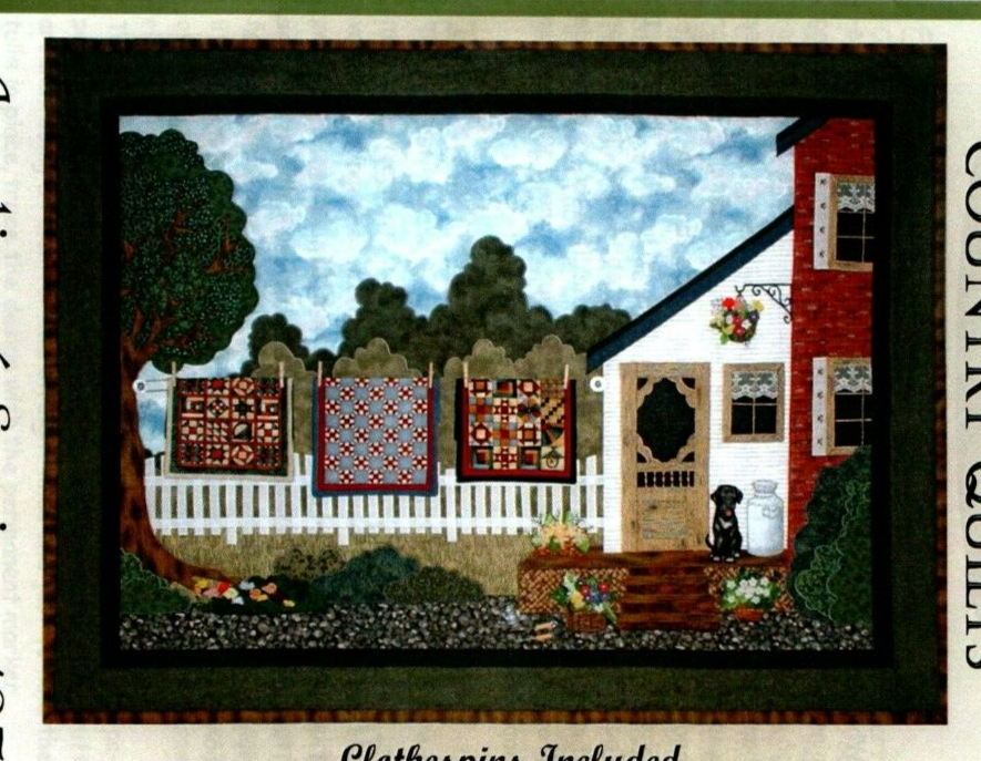 Country Quilts Wall Quilt Pattern Countryside Laundry Clothesline Pins ...